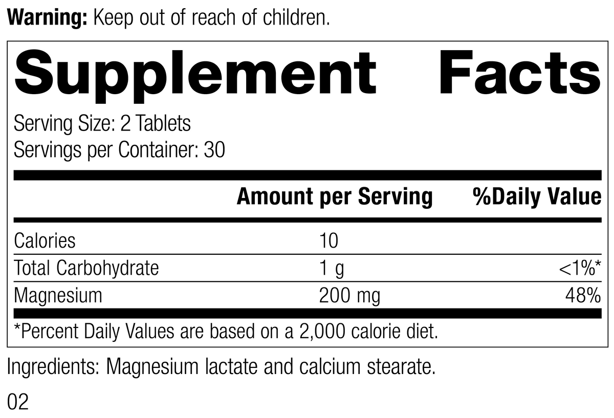 Magnesium Lactate, 60 Tablets | Standard Process Supplements ...